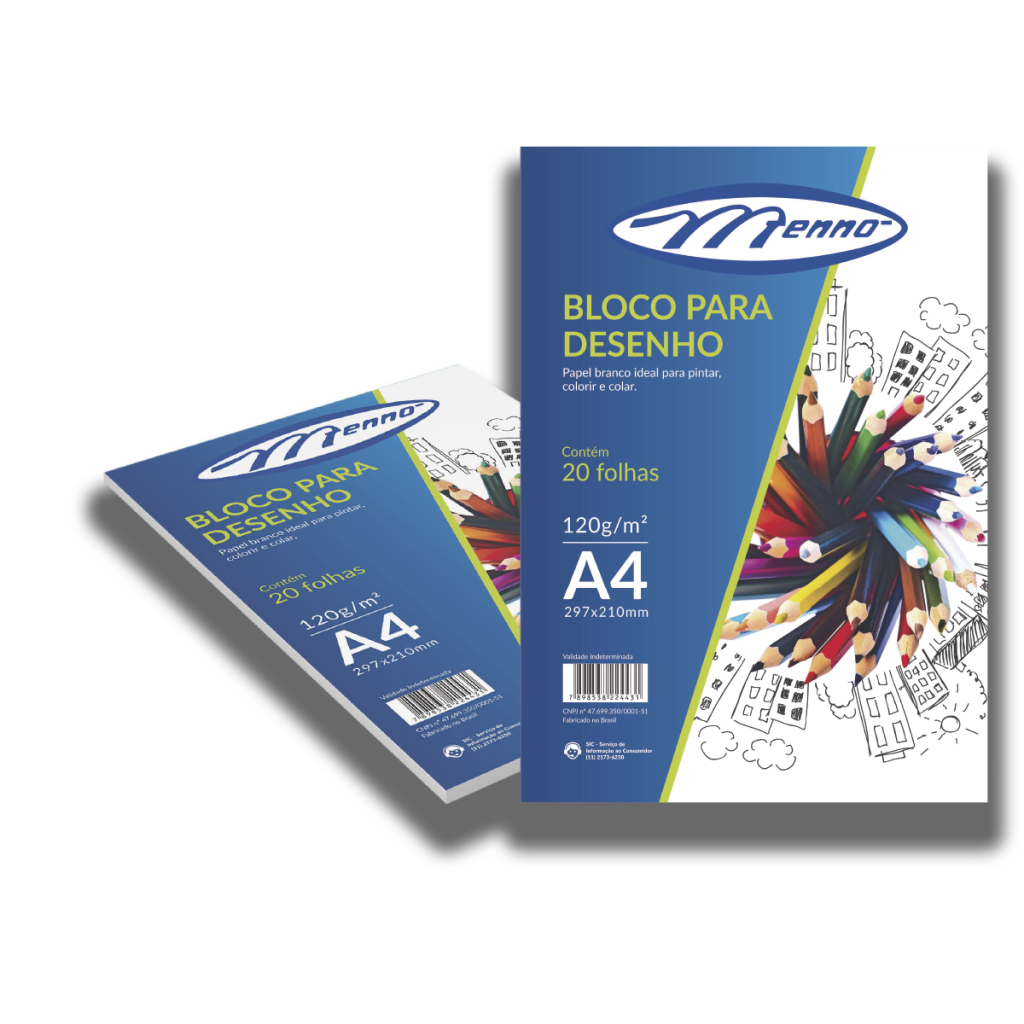 BLOCO PARA DESENHO A4 120g/m² – Menno Gráfica